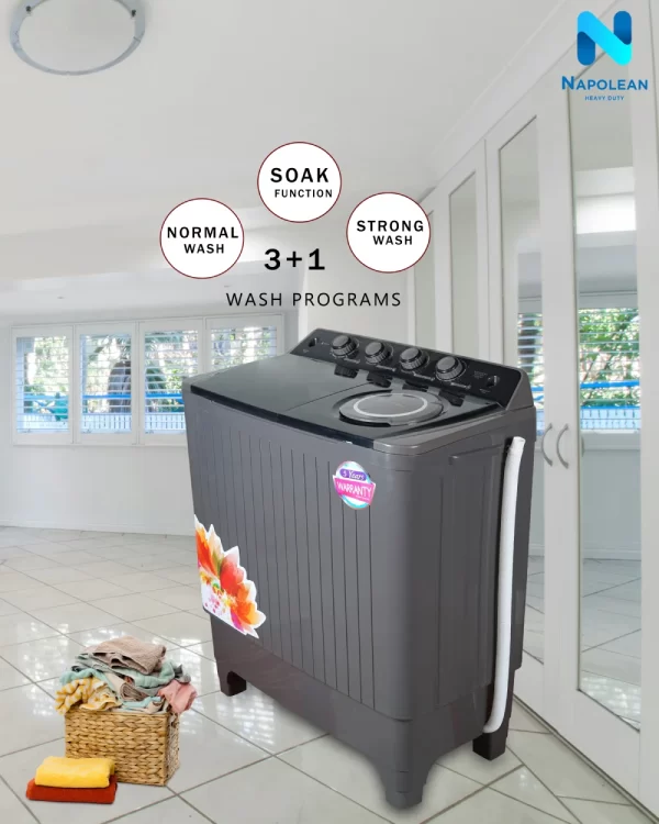 Napolean 10Kg Semi Automatic Washing Machine (FGNAP1001XIN, Black) - Napolean Heavy Duty