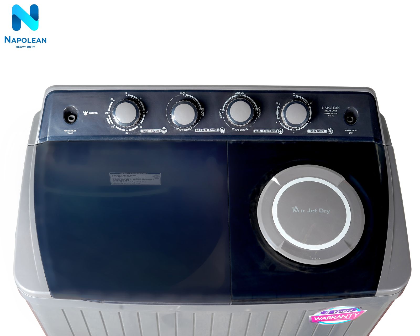 Napolean 10Kg Semi Automatic Washing Machine (FGNAP1001XIN, Black) - Napolean Heavy Duty